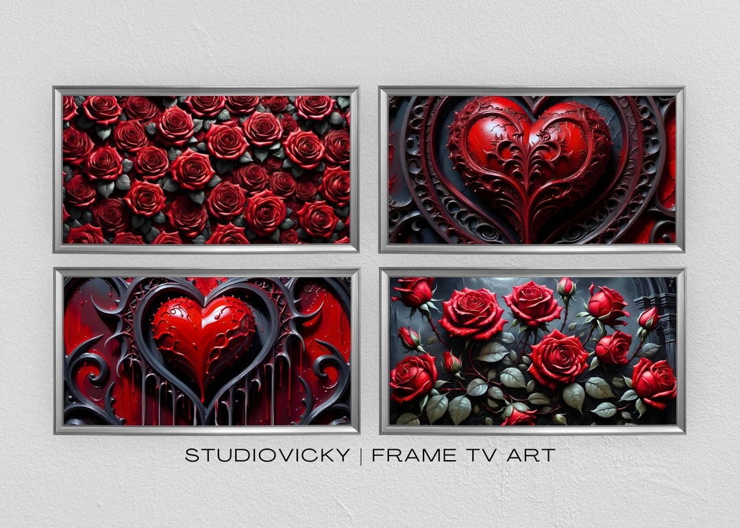 Gothic Heart Rose Frame TV Art: Dark Valentine's Day (digital Download ...