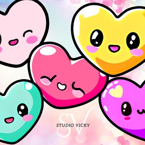 Cute Heart Icons Bundle, Hearts Clipart Bundle, Valentine Hearts PNG ...