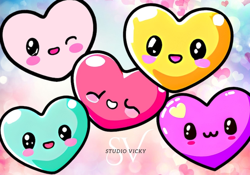 Cute Heart Icons Bundle, Hearts Clipart Bundle, Valentine Hearts PNG ...