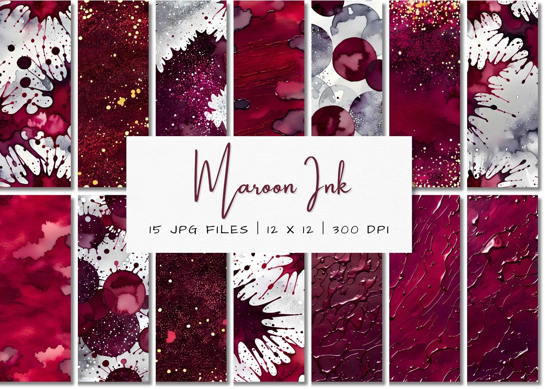 Maroon Digital Paper, Digital Watercolor Paper, Dot Digital Paper ...