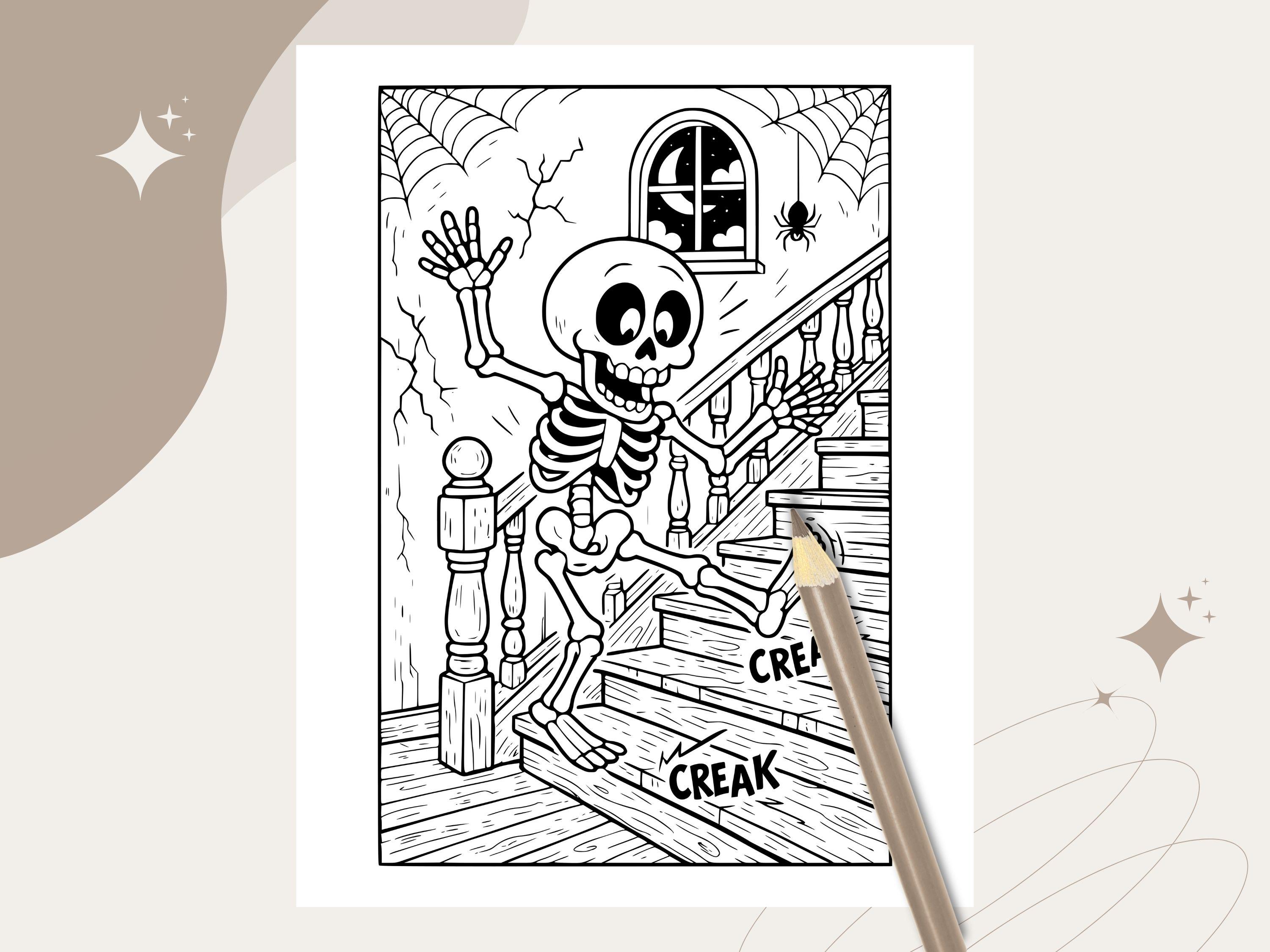 Spooky Cuties Halloween Coloring Pages: Kawaii Haunted House Coloring ...
