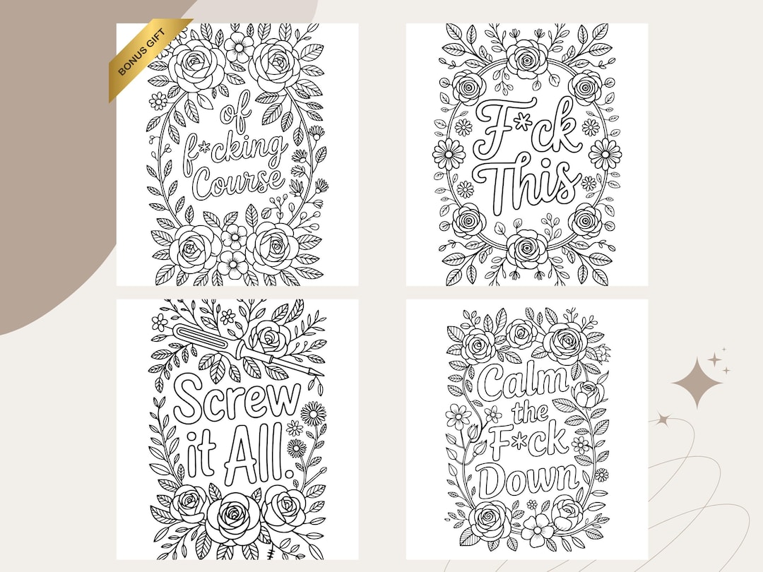 Funny Swear Word Coloring Pages: Snarky Adult Printable (PDF Download ...