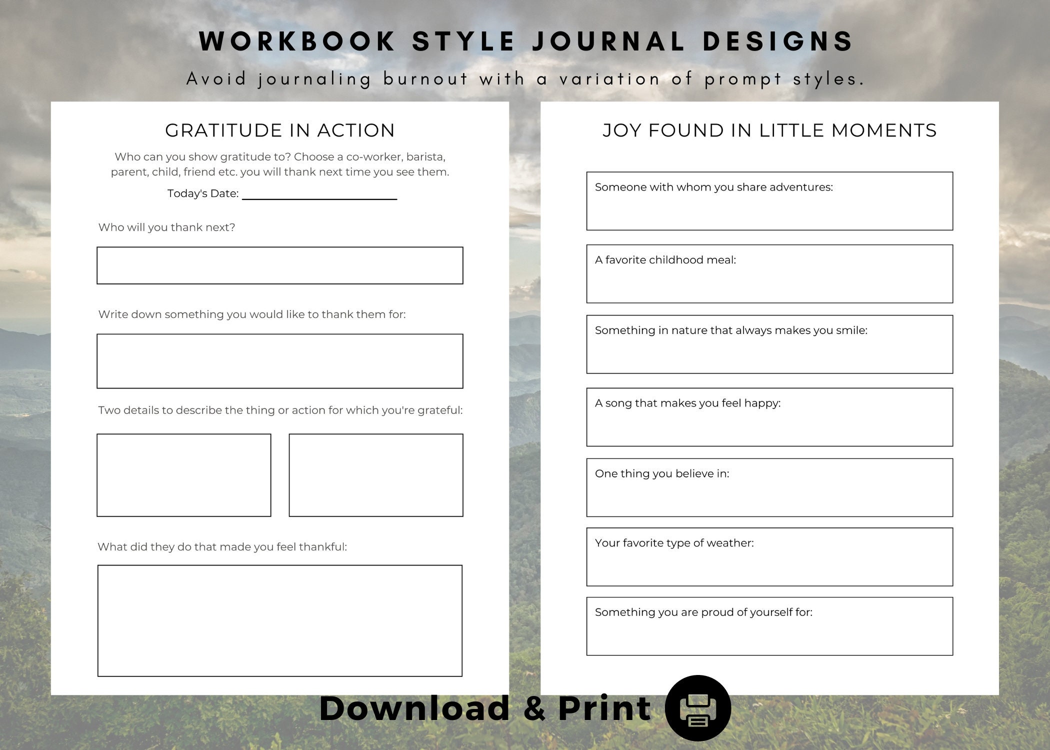5 Minute Gratitude Journal: Printable Digital Gratitude Journal With ...