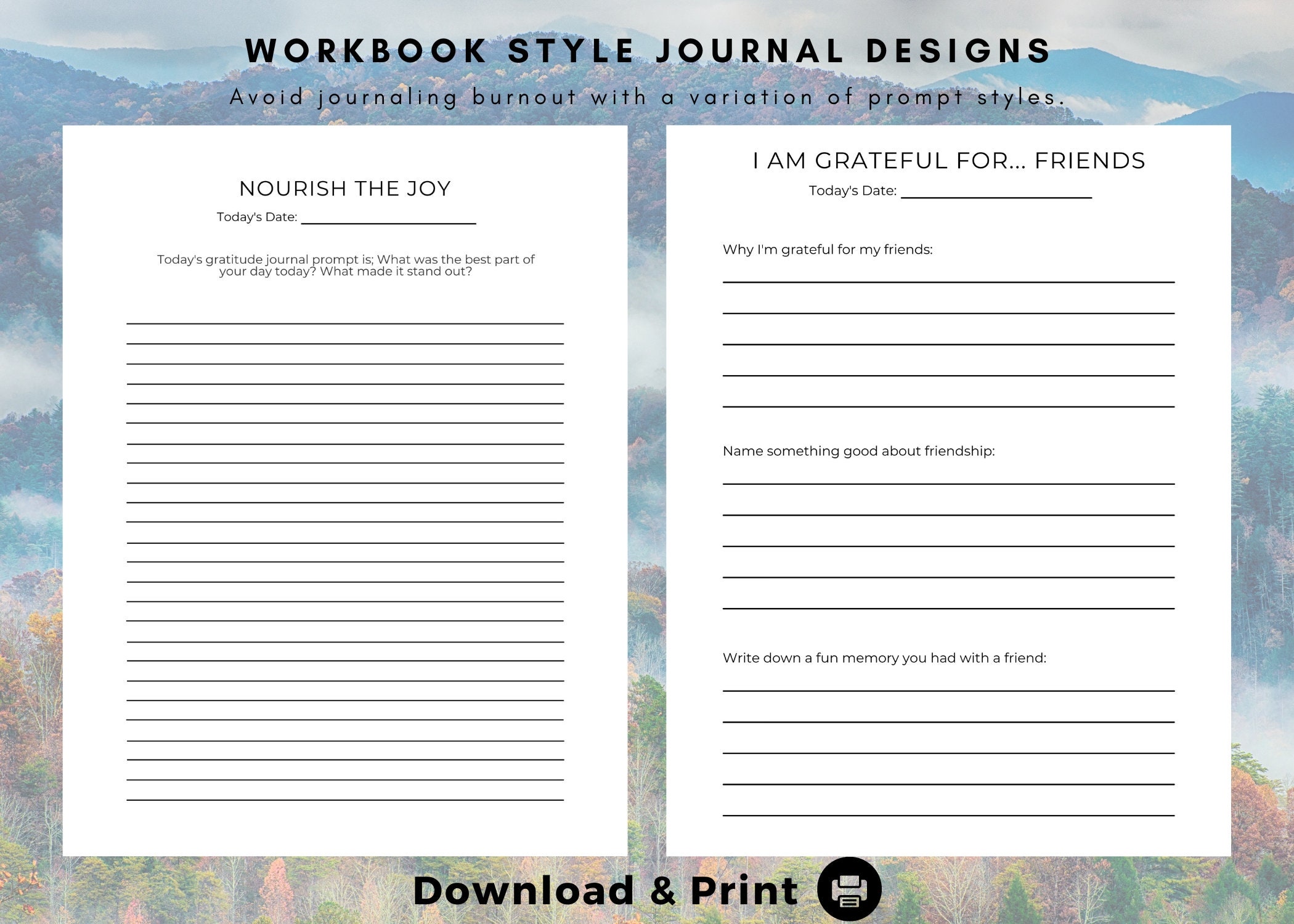 5 Minute Gratitude Journal: Printable Digital Gratitude Journal With ...