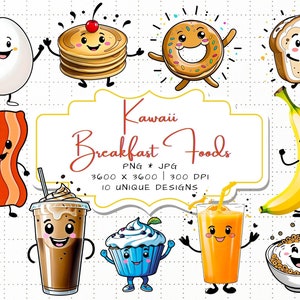 Breakfast Food Clipart Kawaii Anime Style Breakfast Food PNG Bacon and ...