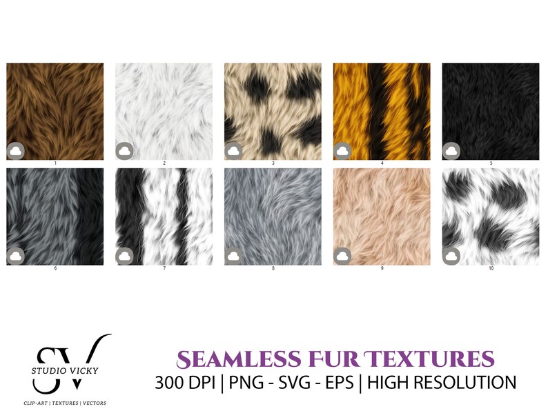 Animal Fur Texture Seamless Pattern: PNG SVG Clipart (digital Download ...