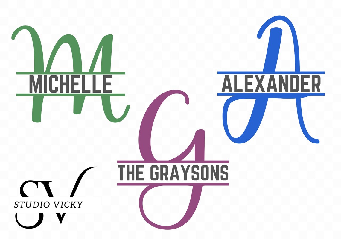 Split Monogram Alphabet PNG, JPG, Pdf Split Letter Monogram, 28 ...