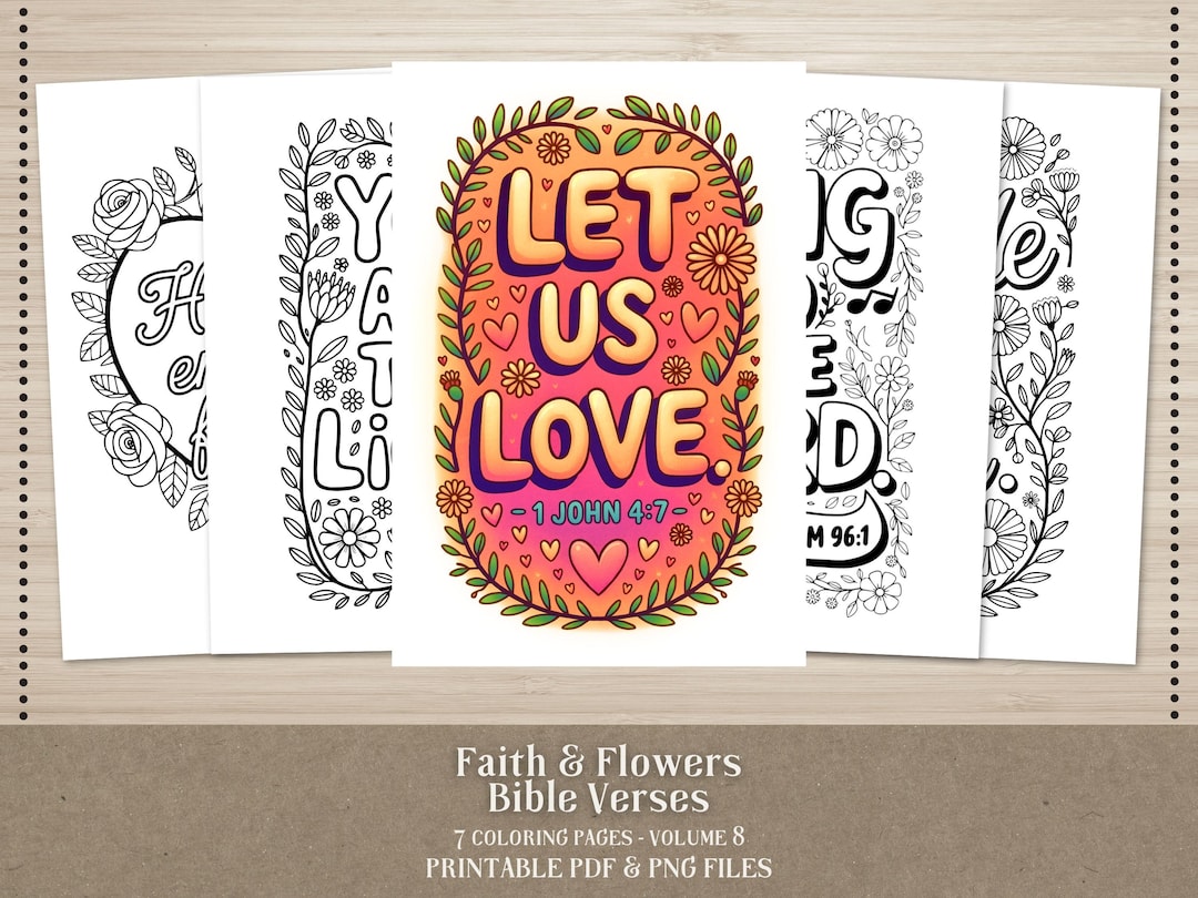 Floral Scripture Coloring Pages, Bible Verse Art (PDF & PNG) - Etsy