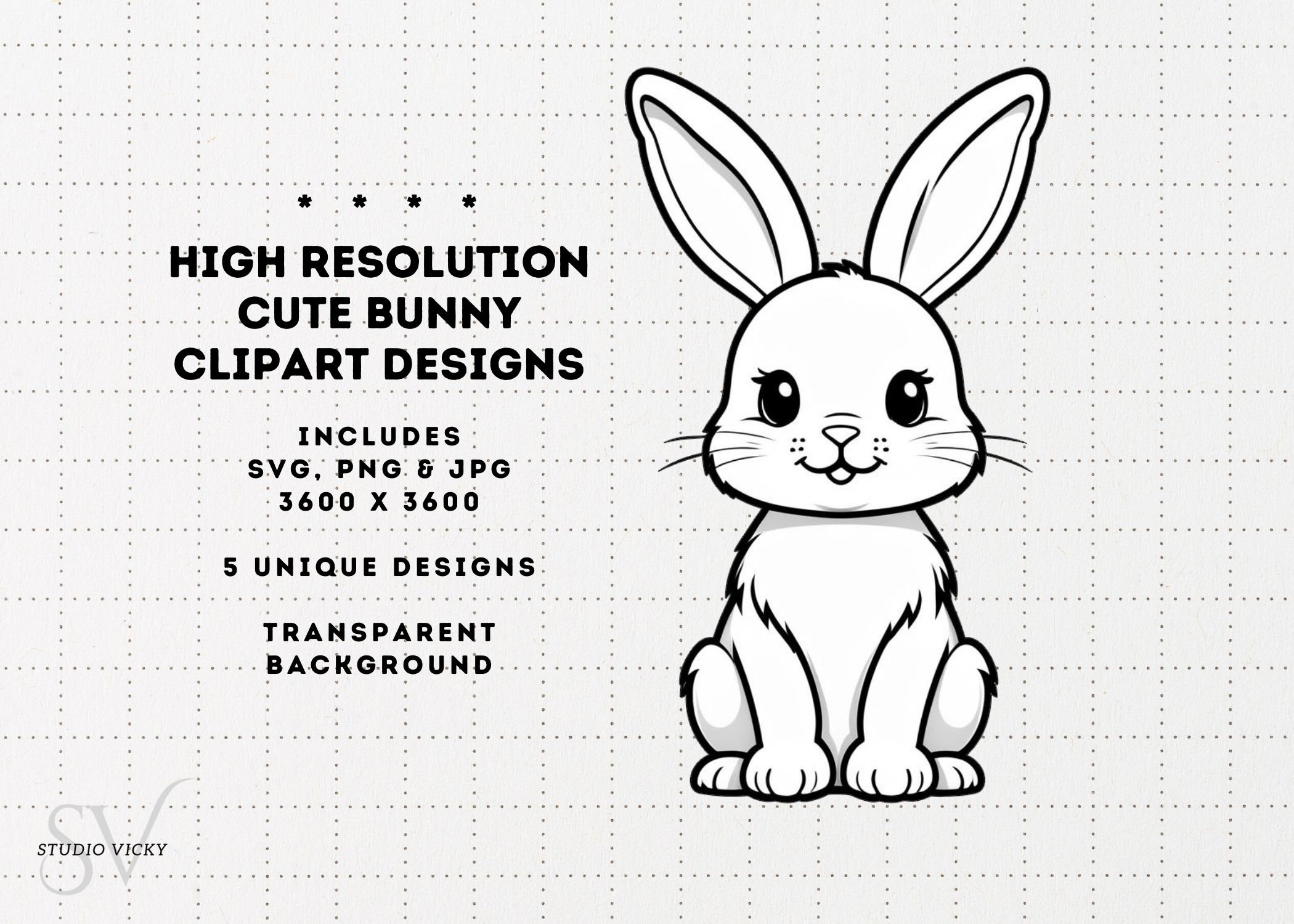 Cute Bunny Clipart Designs, SVG, PNG, JPG (digital Download) - Etsy