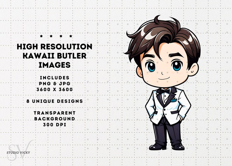 Kawaii Butler Clipart: Anime Host Guy PNG (digital Download) - Etsy