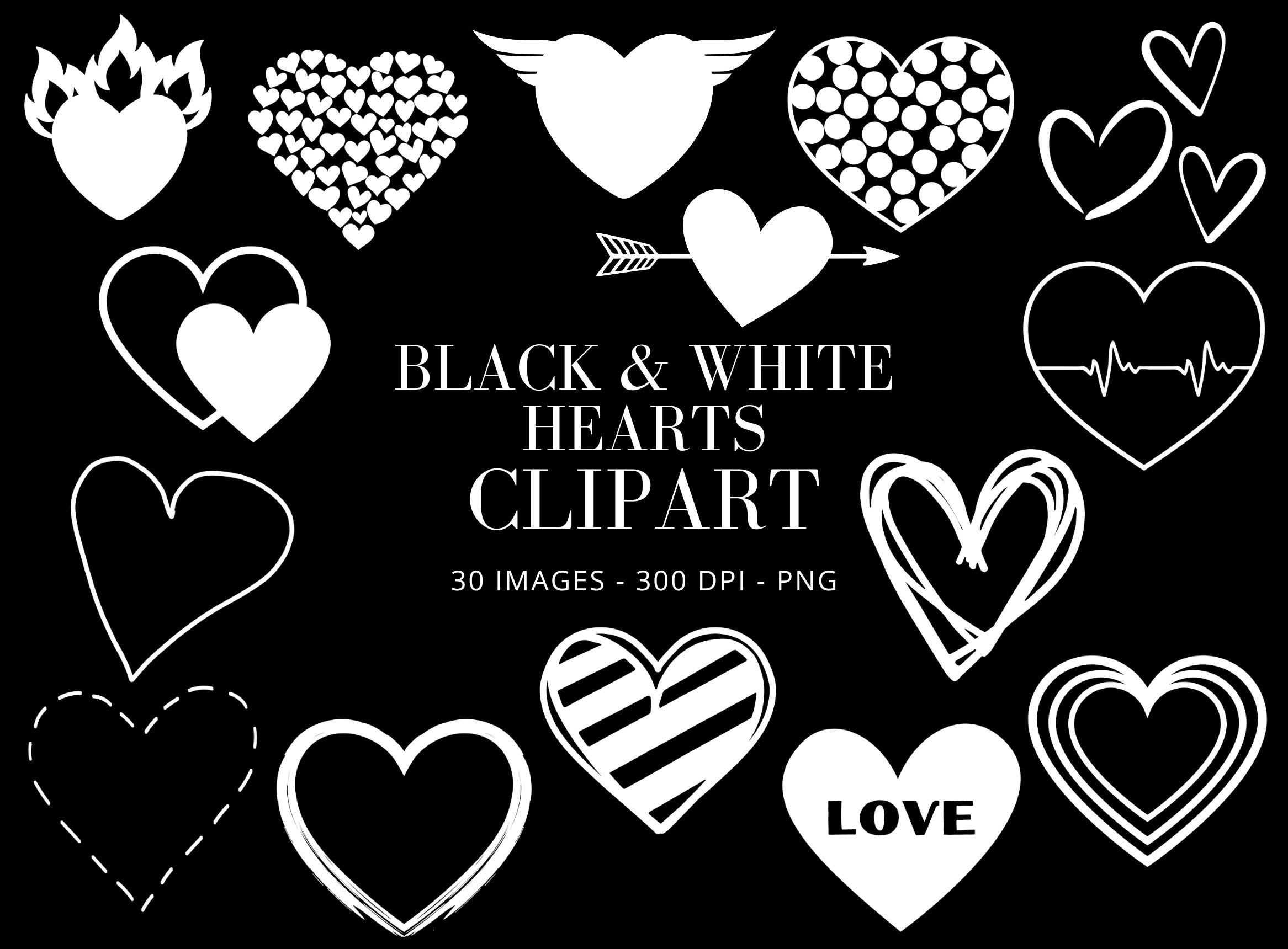 Heart Clipart Black and White Versions Perfect Clip Art - Etsy