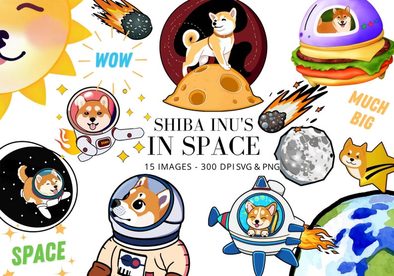 Space Shiba Inu Doge Clipart Bundle, Shiba Inu PNG, Doge PNG, Meme Png, Space Dog Png, Space Png ...