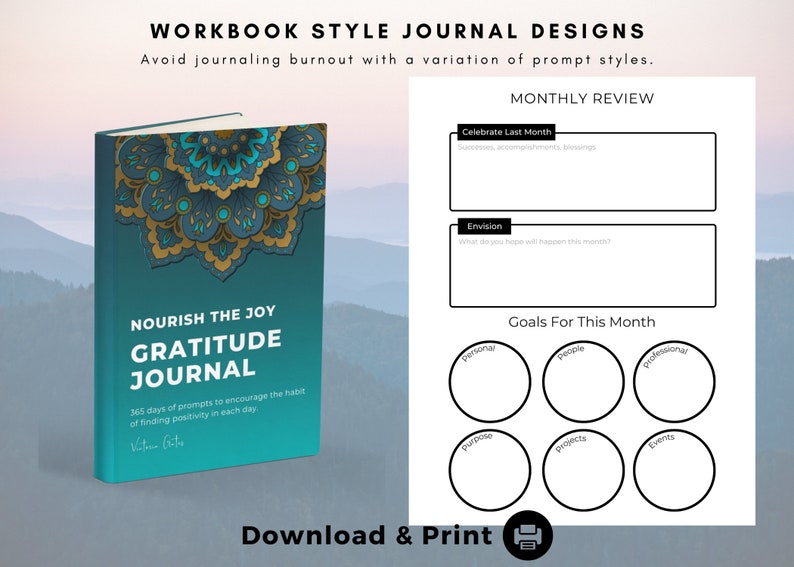 5 Minute Gratitude Journal: Printable Digital Gratitude Journal With ...