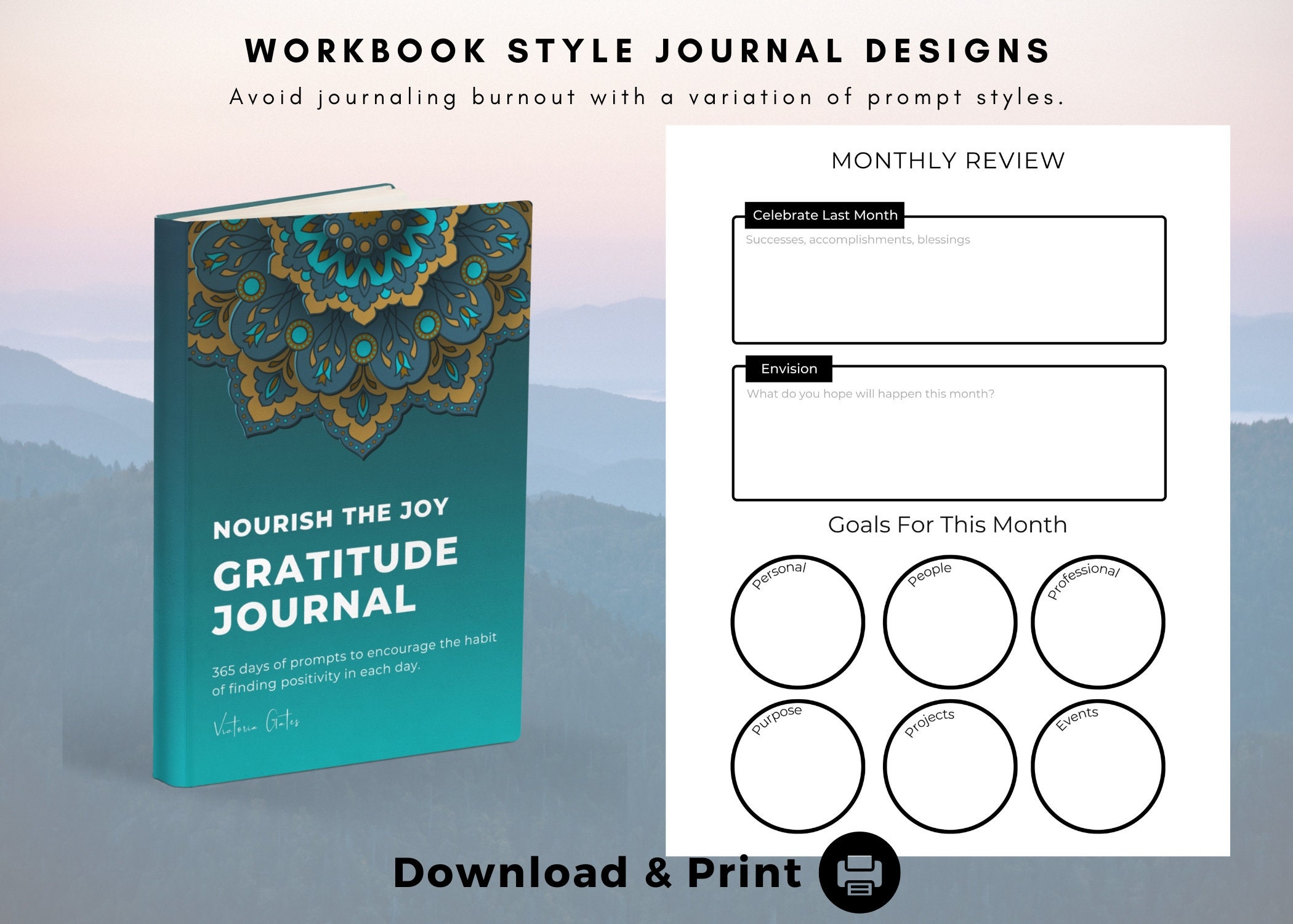 5 Minute Gratitude Journal: Printable Digital Gratitude Journal With ...
