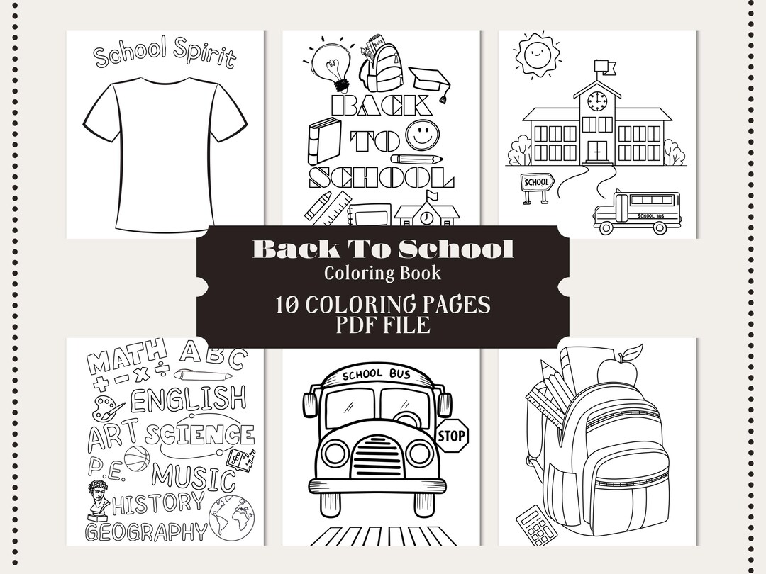 Back to School Coloring Pages: 10 Printable Designs (PDF) - Etsy