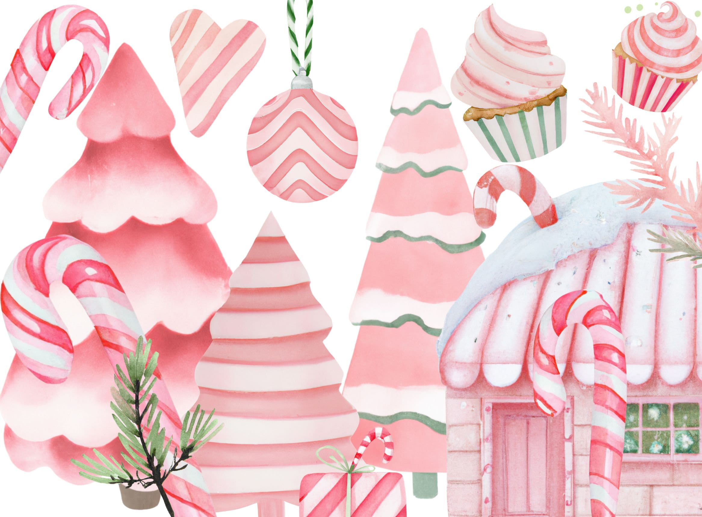 Peppermint Dreams Watercolor Clipart, Instant Download, PNG Designs for ...