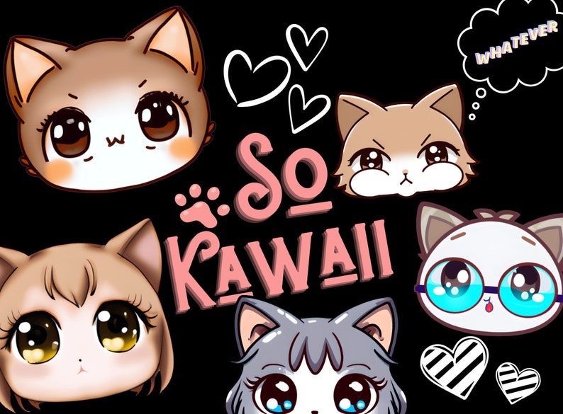 Cute Cat Face Clipart Bundle, Cat PNG Designs for Crafting, Cat Clipart ...