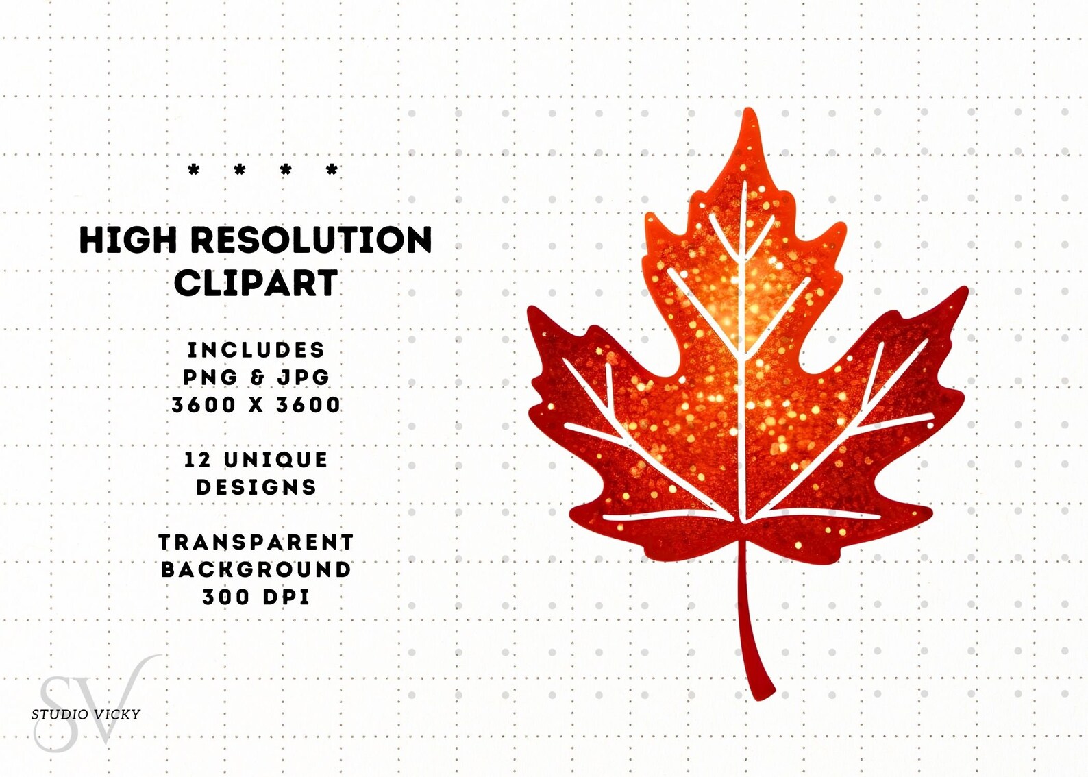 Fall Leaves SVG Glitter Leaf PNG Clipart Bundle Fall Craft Project for Classroom in Autumn ...