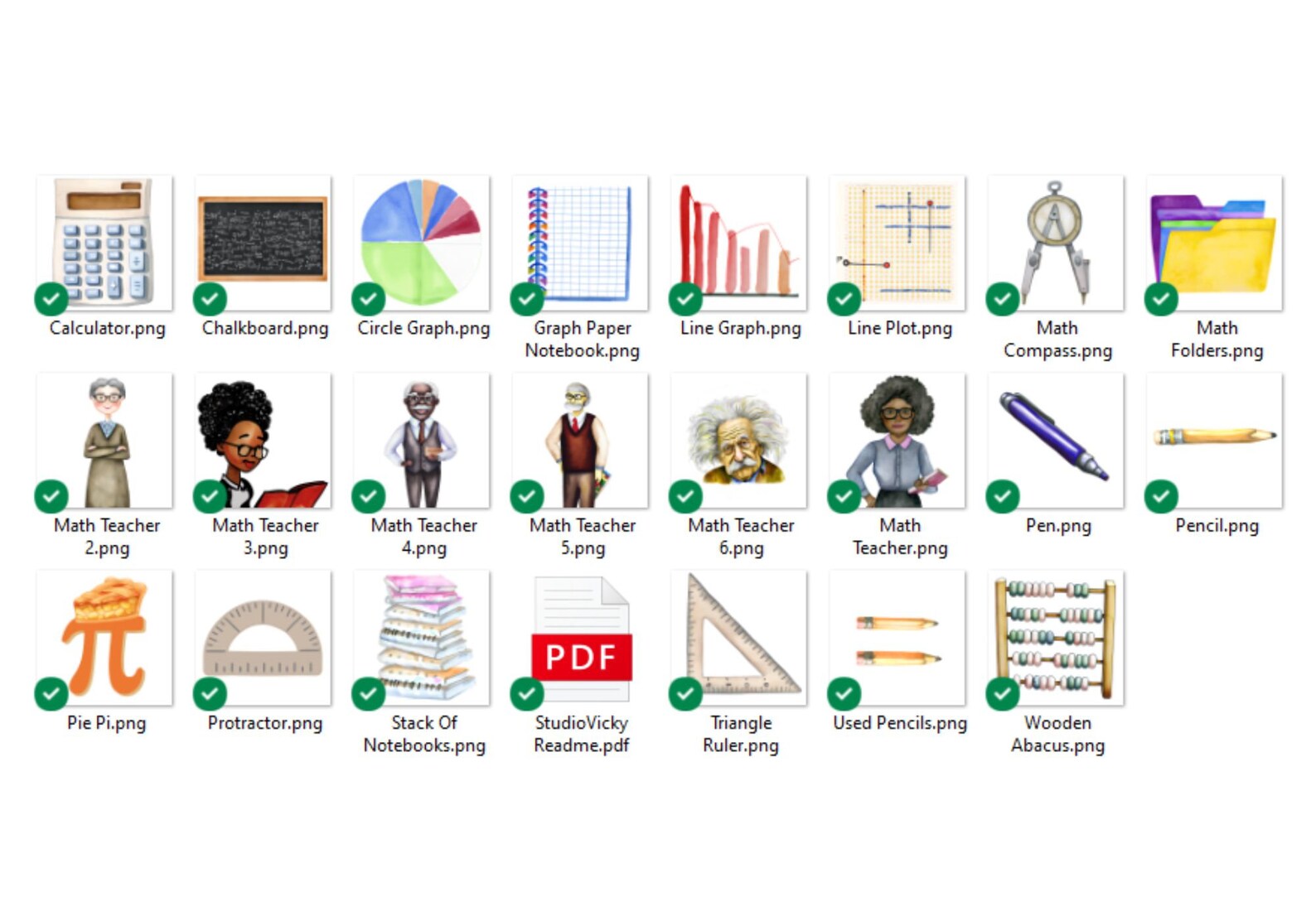 Watercolor Math Clipart: School Teachers & Math Tools (PNG Digital ...