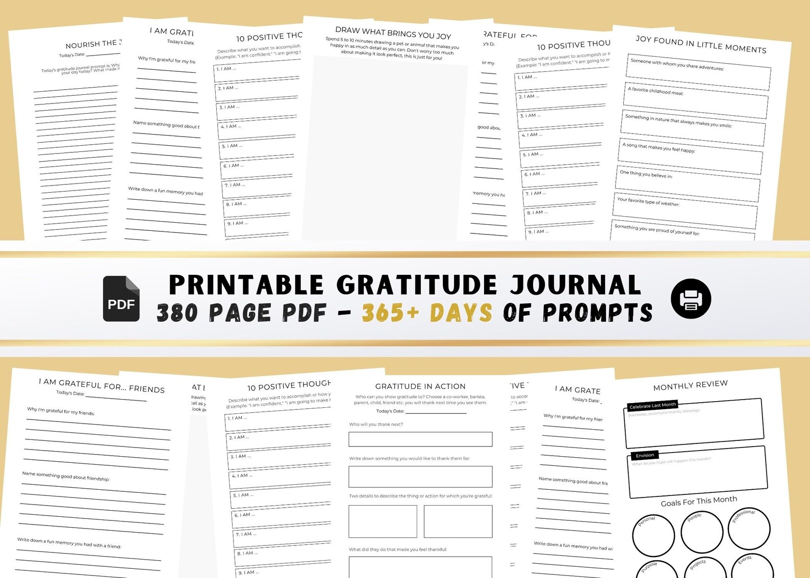 5 Minute Gratitude Journal: Printable Digital Gratitude Journal With ...