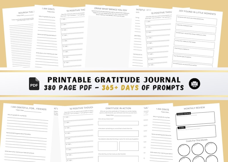 5 Minute Gratitude Journal: Printable Digital Gratitude Journal With ...