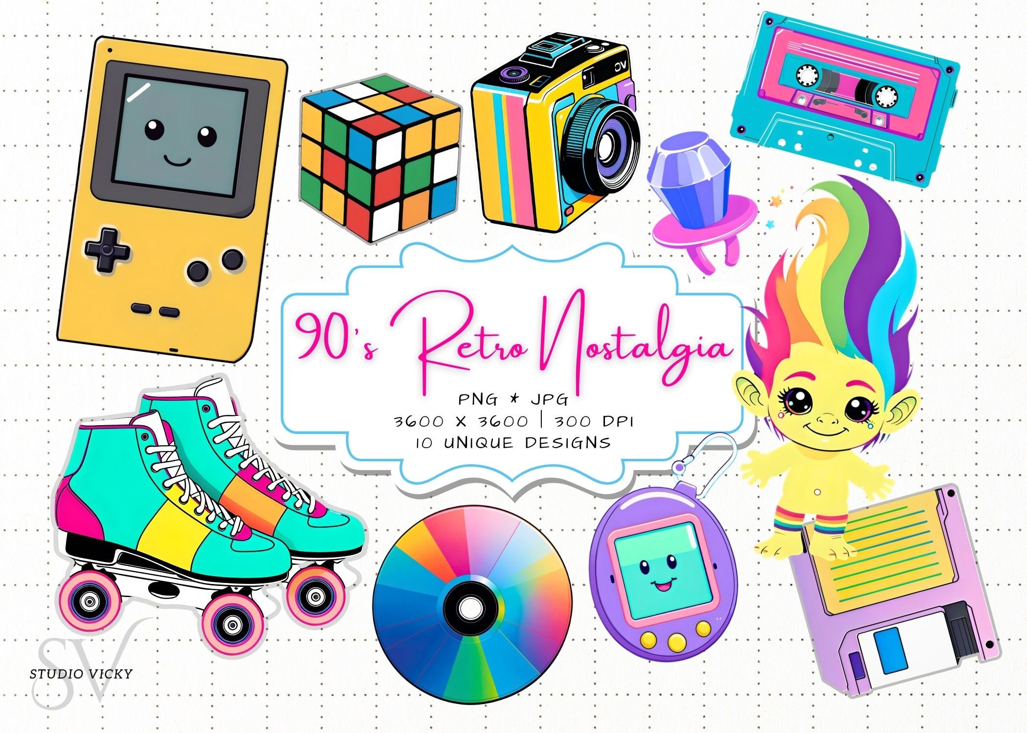 90's Retro Nostalgia Clipart, 90s PNG, 90s Skates Png, Retro Clipart ...