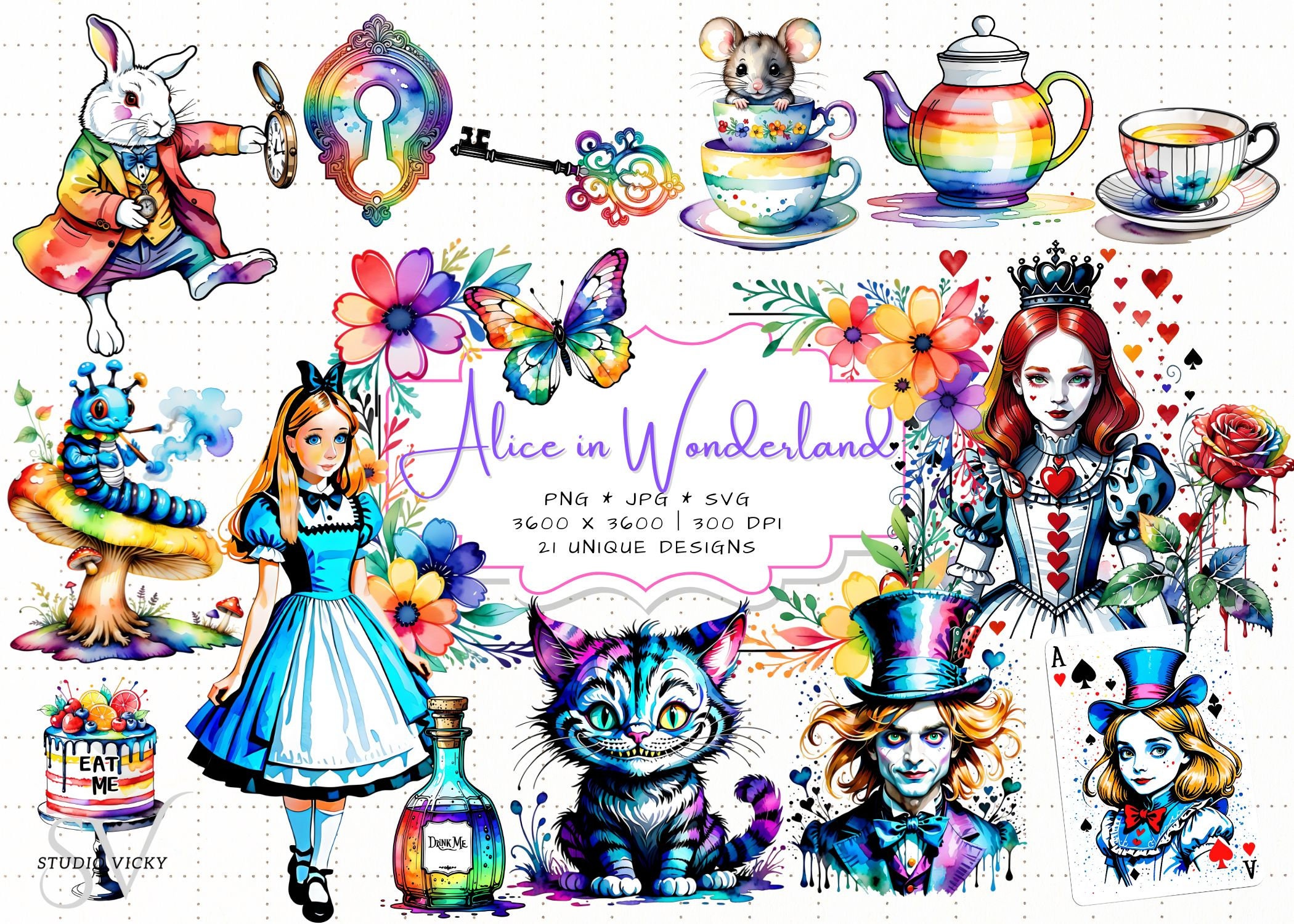 Alice in Wonderland Clipart, Instant Download, Alice Clipart, Alice PNG ...