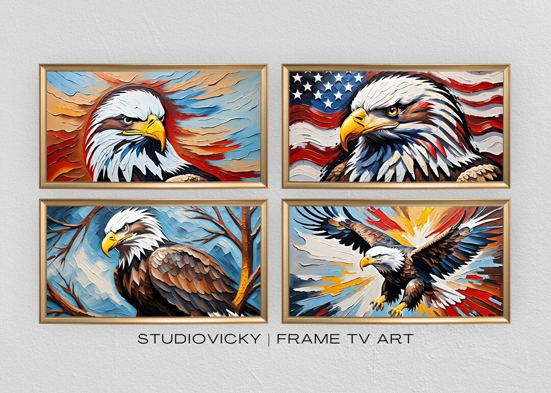 Bald Eagle Painting Art Set: Patriotic Frame TV Art (digital Download ...