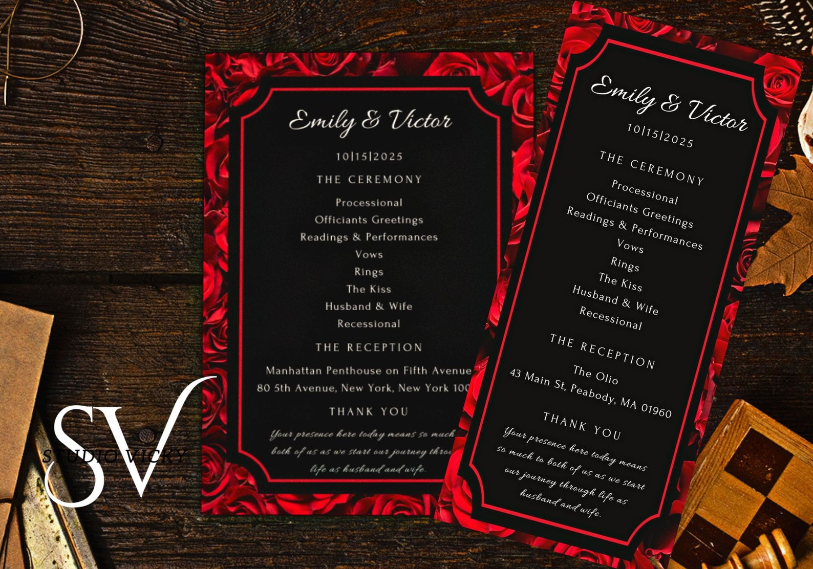 Gothic Rose Wedding Program Template, 5x7 Wedding Program, 4x9 Wedding ...