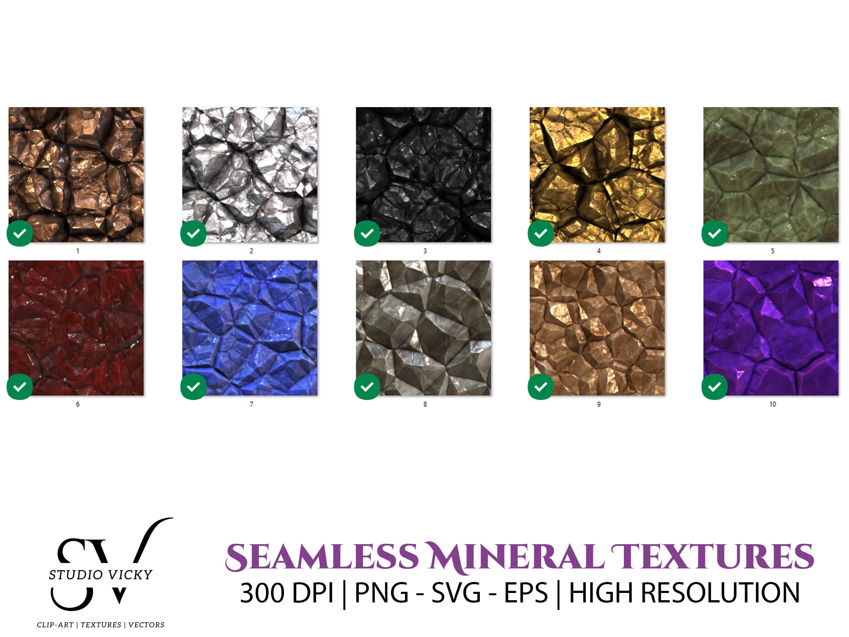 Seamless Metallic Rocks and Minerals - Etsy