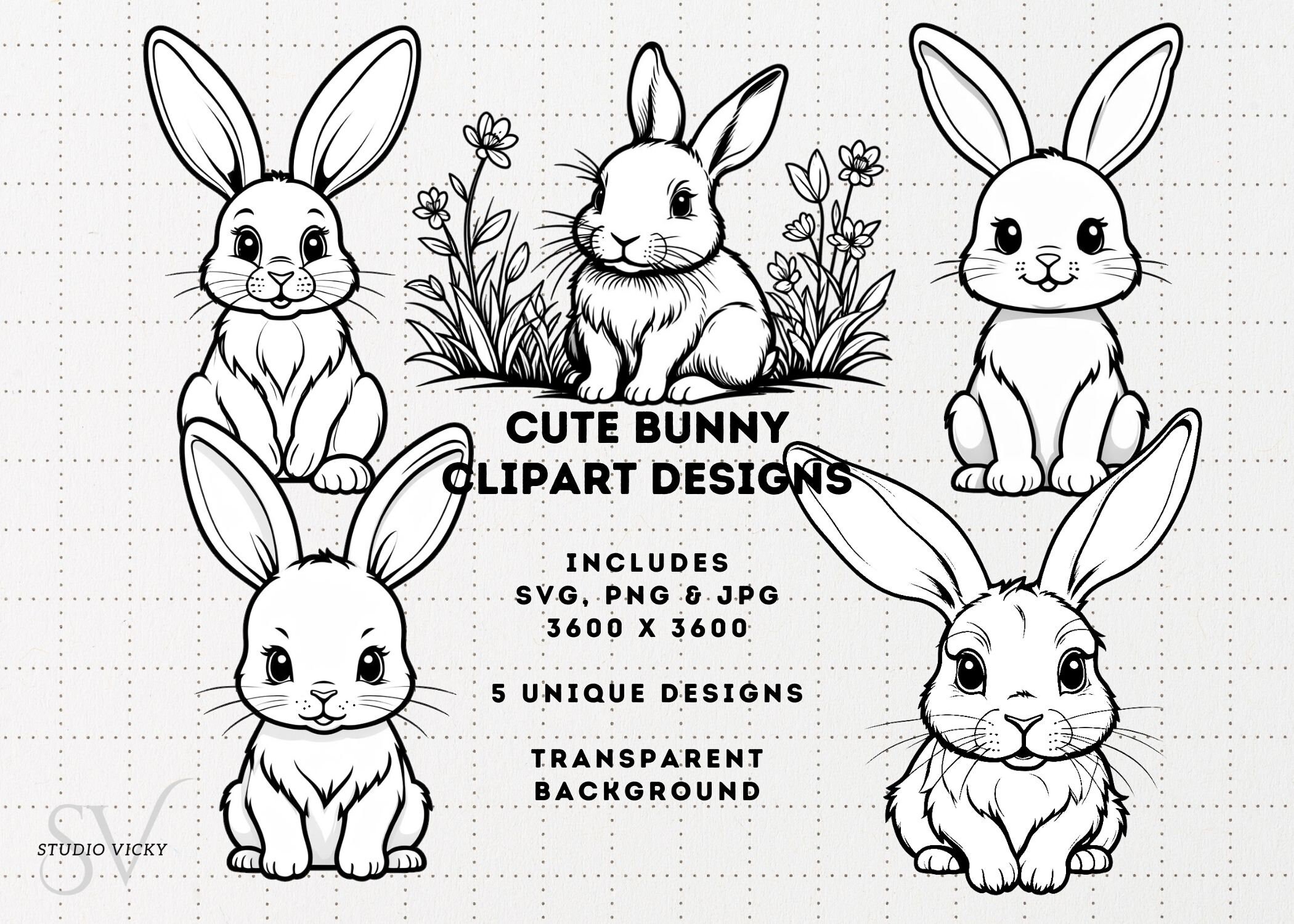 Cute Bunny Clipart Designs, Bunny PNG, Bunny SVG, Bunny JPG, Bunny ...