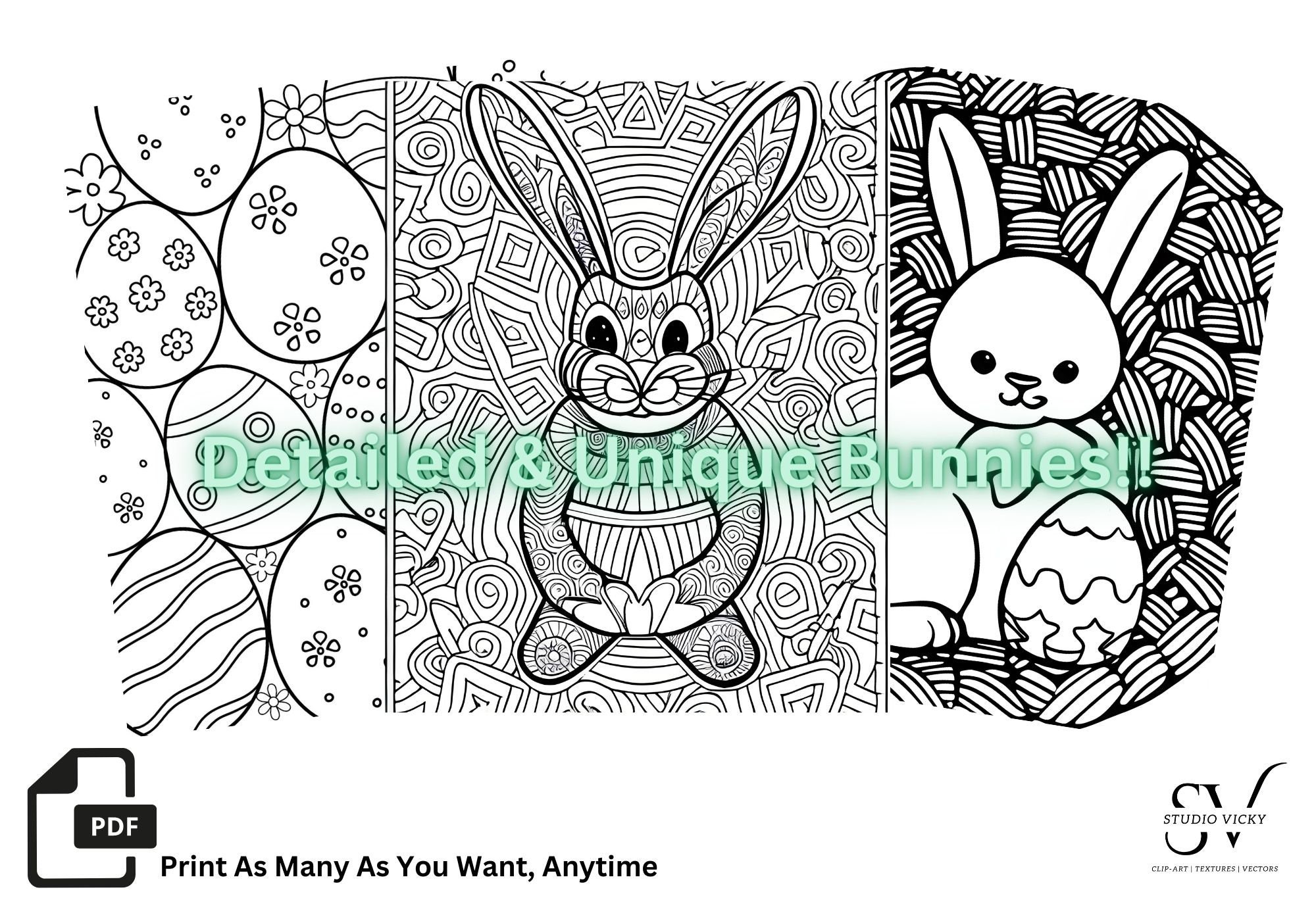 Easter Bunny PDF Coloring Books Pages — Studio Vicky