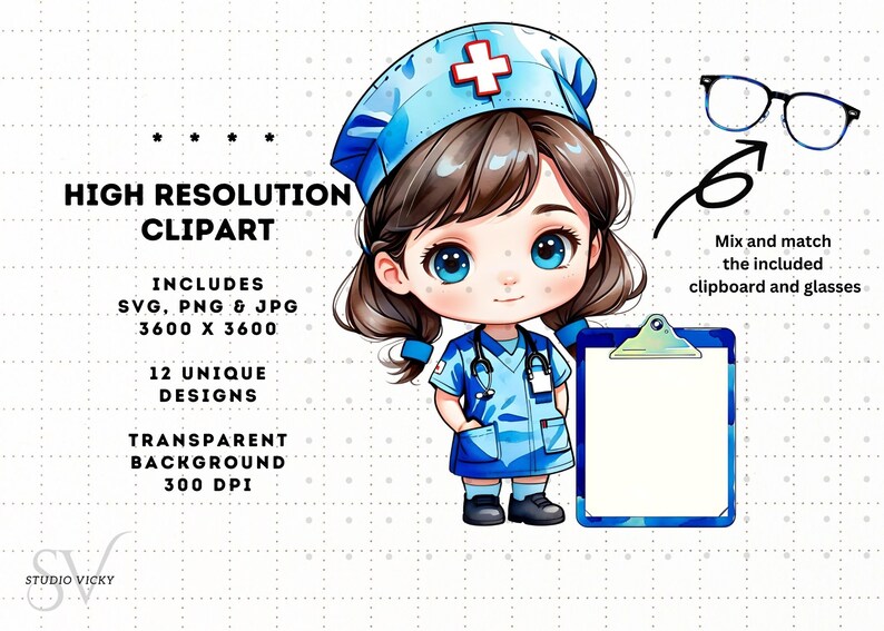 Kawaii Nurse Clipart Bundle: Chibi Art SVG, PNG, JPG - Etsy