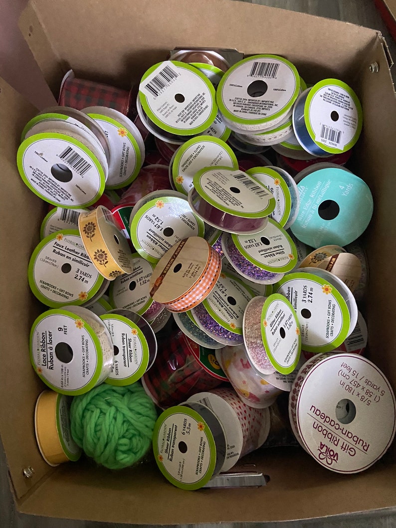 Ribbon DIY Box, Ribbon Bundle Box, Ribbon for Wreaths, Bundle of Misc ...