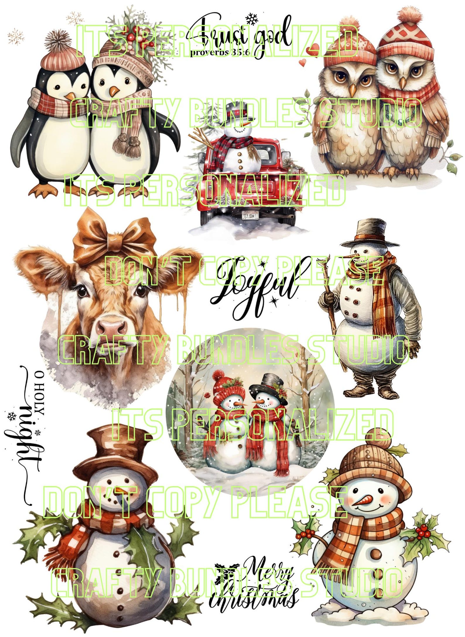 FREE SHIP - 9.5x13 Inches Christmas Rice Paper, Coaster Rice Paper ...