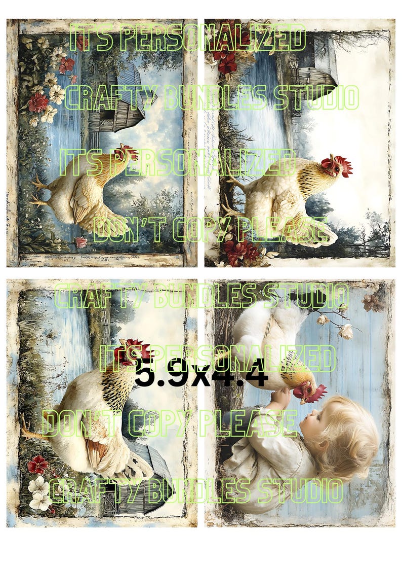 FREE SHIPPING USA Farmhouse Clipart Rice Paper, Coaster Rice Paper ...
