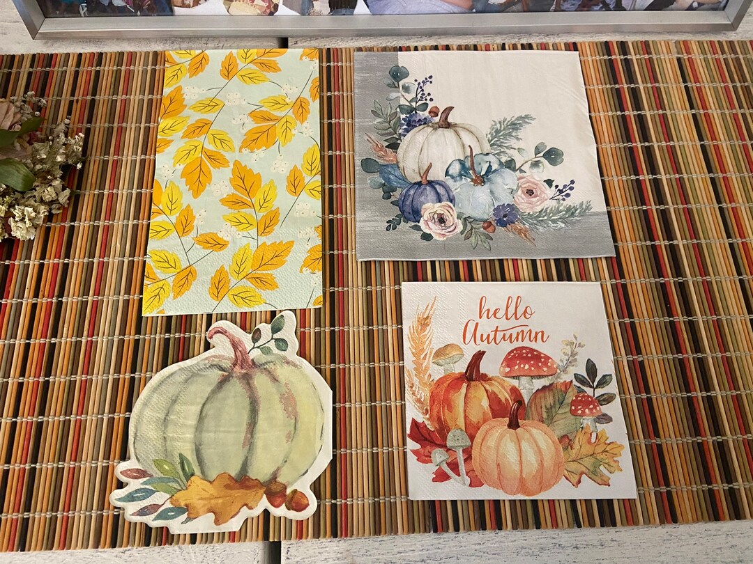 Fall Napkins, Decoupage Napkins, Fall DIY, Flower Napkins, Pumpkin ...