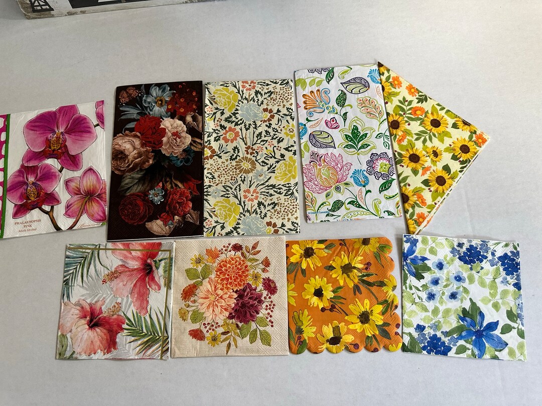 Spring and Flowers Decoupage Napkin Set, DIY Napkins, Spring DIY Napkin ...