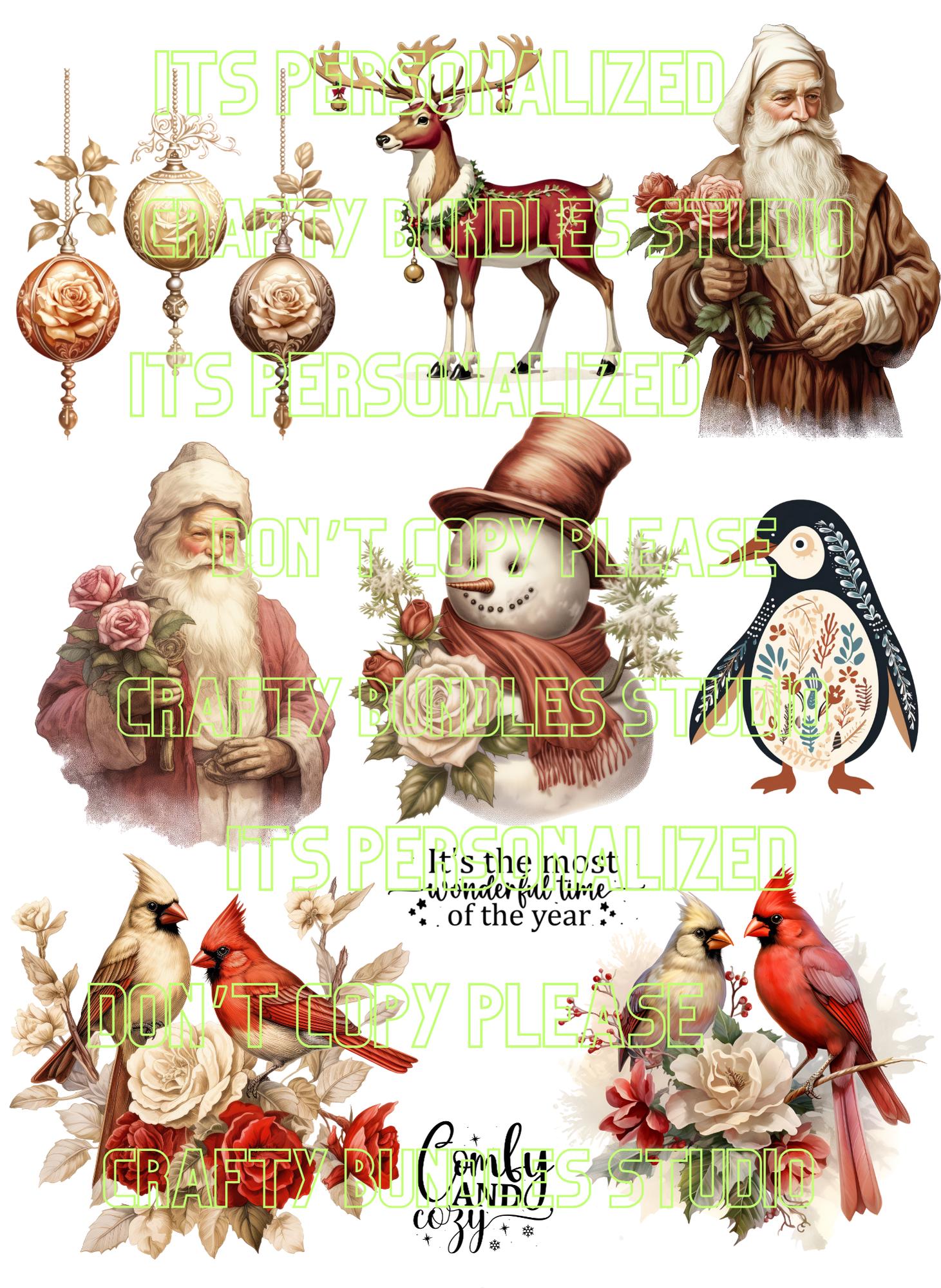 FREE SHIP - 9.5x13 Inches Christmas Rice Paper, Coaster Rice Paper ...