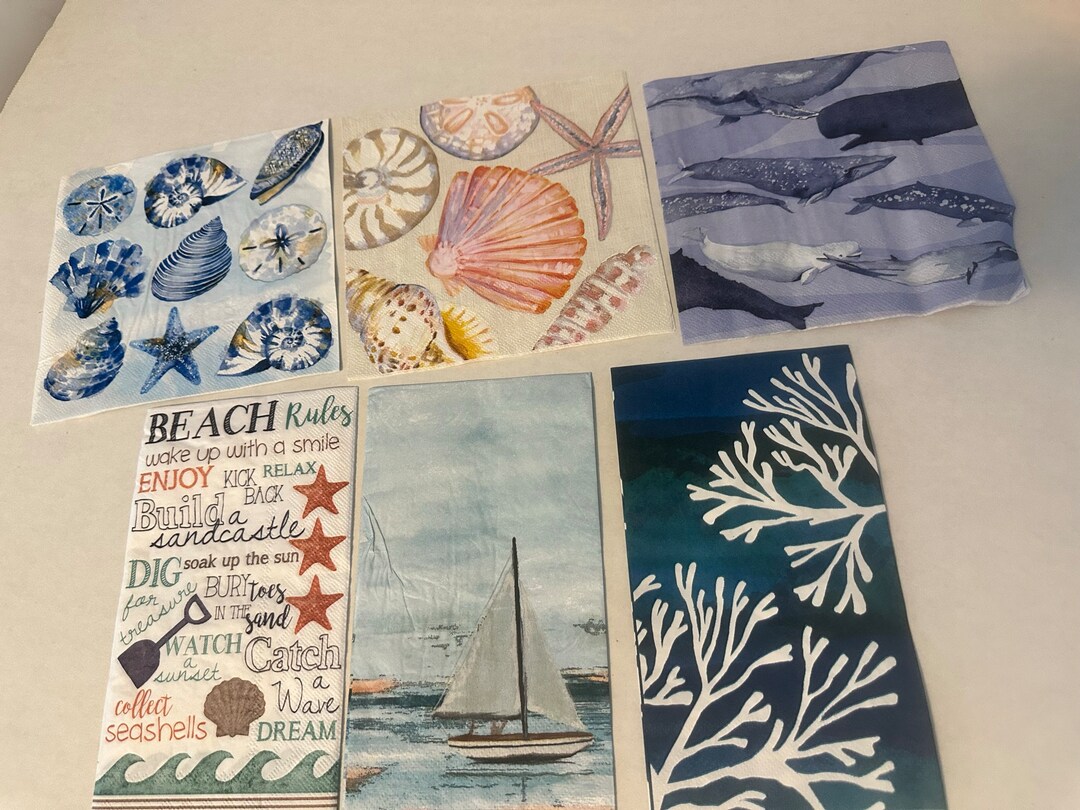 Nautical, Beach Napkins, Pattern Napkins, Napkin Set, DIY Napkins ...