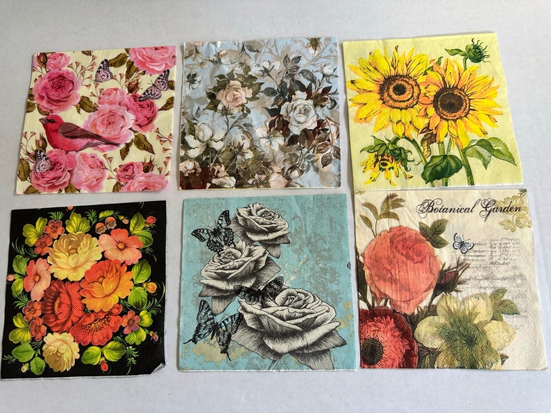 Spring and Flowers Decoupage Napkin Set, DIY Napkins, Spring DIY Napkin ...