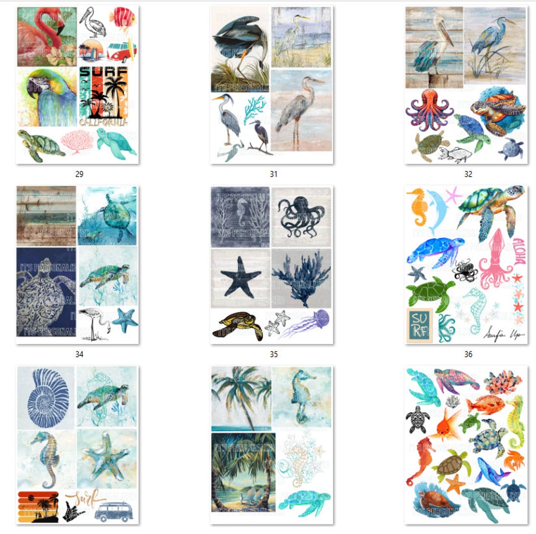 FREE SHIPPING Nautical Rice Paper, Coaster Rice Paper, Beach Decoupage ...