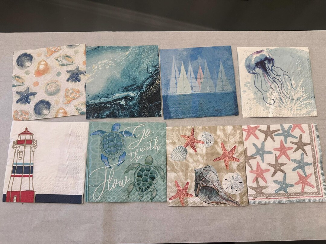Nautical, Beach Napkins, Pattern Napkins, Napkin Set, DIY Napkins ...