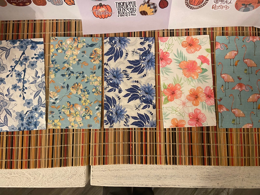 Flower Napkins, Decoupage Napkins, Spring Napkins, Flower Napkins ...