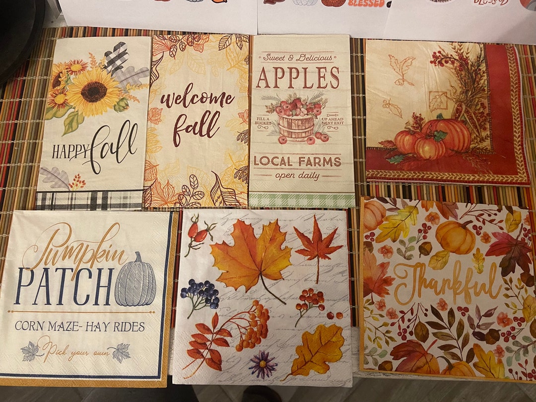 Fall Napkins, Decoupage Napkins, Fall DIY, Fall Pumpkin, Fall Leaves ...