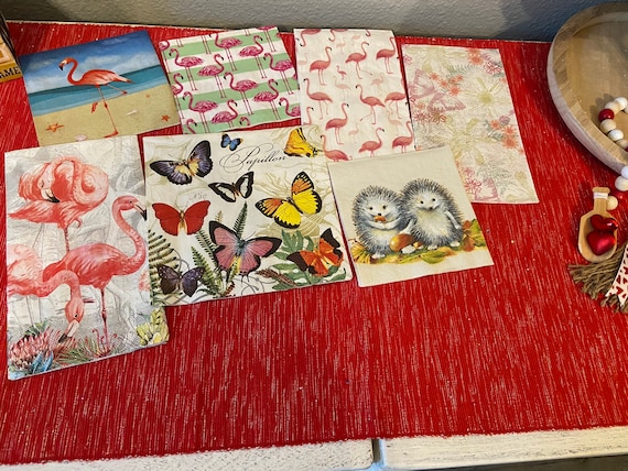 Decoupage Napkin Set DIY Napkins Beach DIY Napkin Set | Etsy