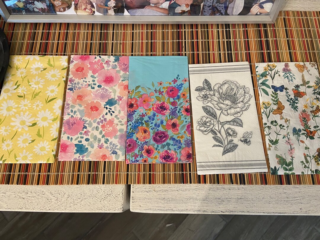 Flower Napkins, Decoupage Napkins, Spring Napkins, Flower Napkins ...