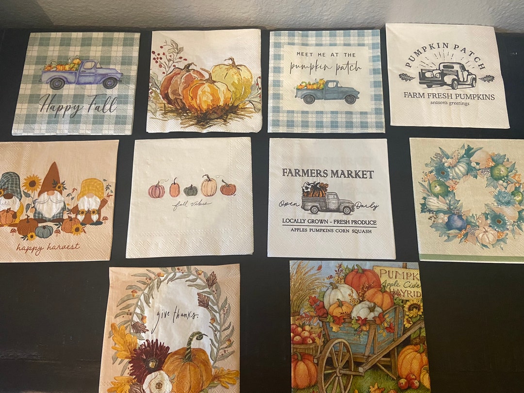 Fall Napkins, Decoupage Napkins, Fall DIY, Flower Napkins, Pumpkin ...