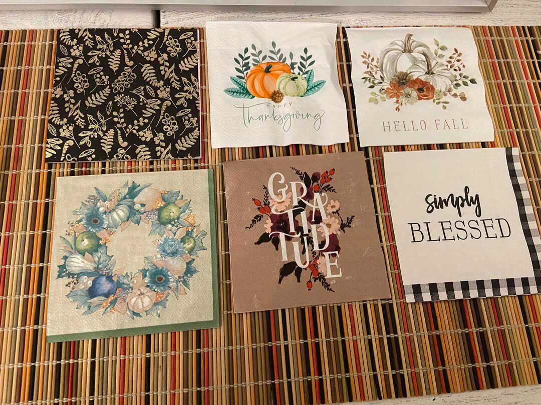 Fall Napkins, Decoupage Napkins, Fall DIY, Flower Napkins, Pumpkin ...