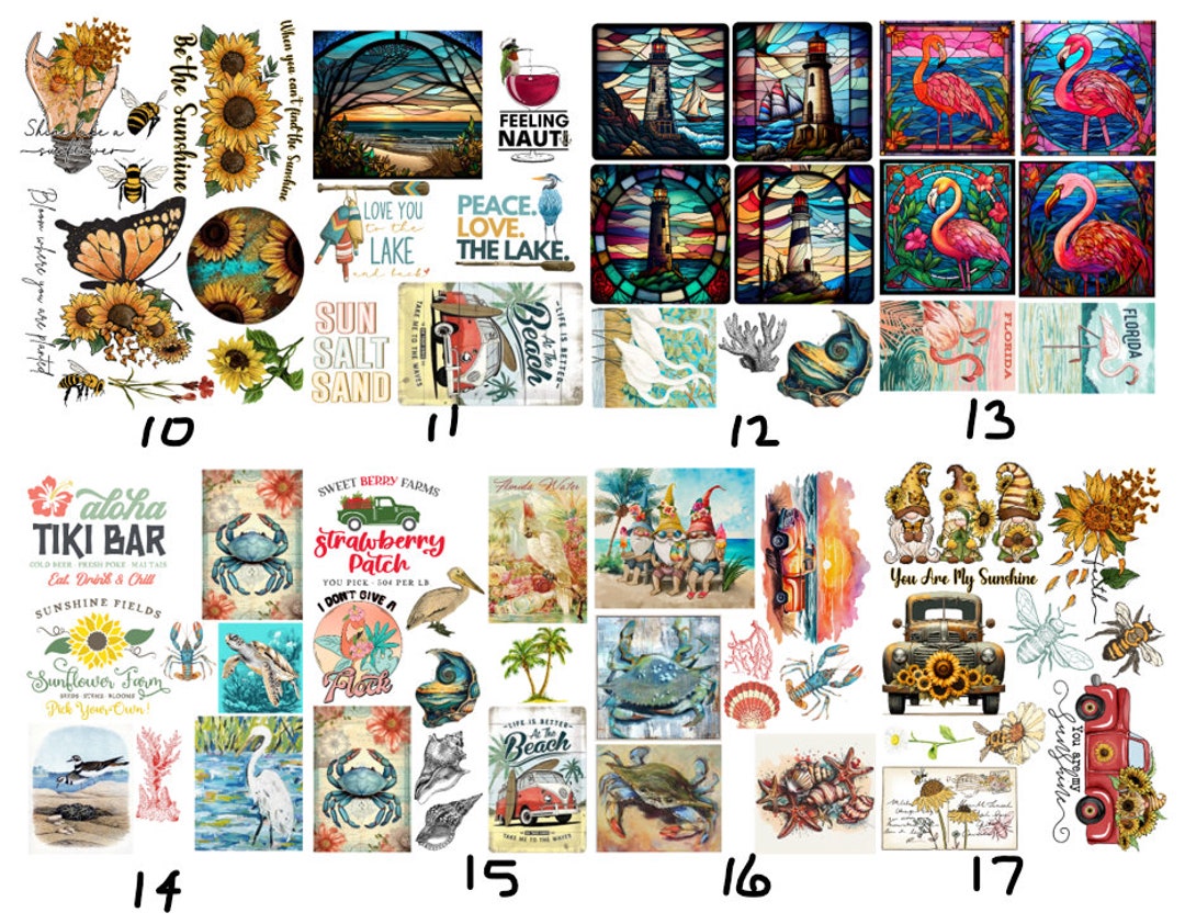 FREE SHIPPING Summer Clipart Rice Paper, Coaster Rice Paper, Farmhouse ...